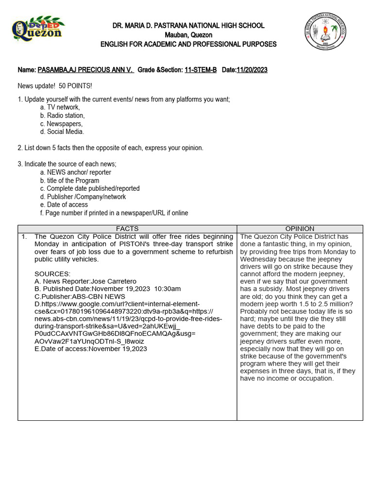 EAPP 2ndQuarter M4 Modular-Activity | PDF | News | Philippines