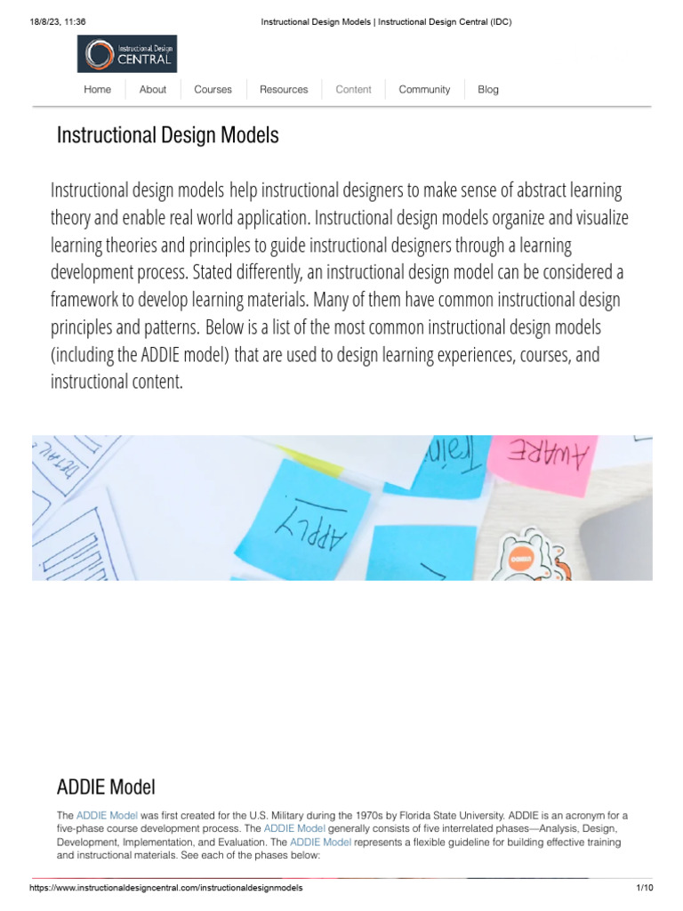 Instructional Design Models Instructional Design Central Idc Pdf