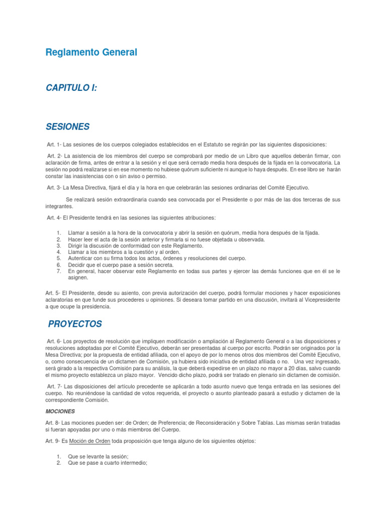 Reglamento General | PDF | Comisión Europea | Quórum