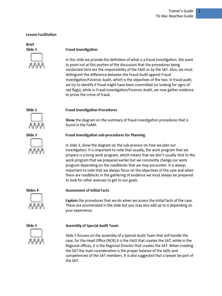 TG 04a - Fraud Response - Reactive | PDF | Audit | Fraud