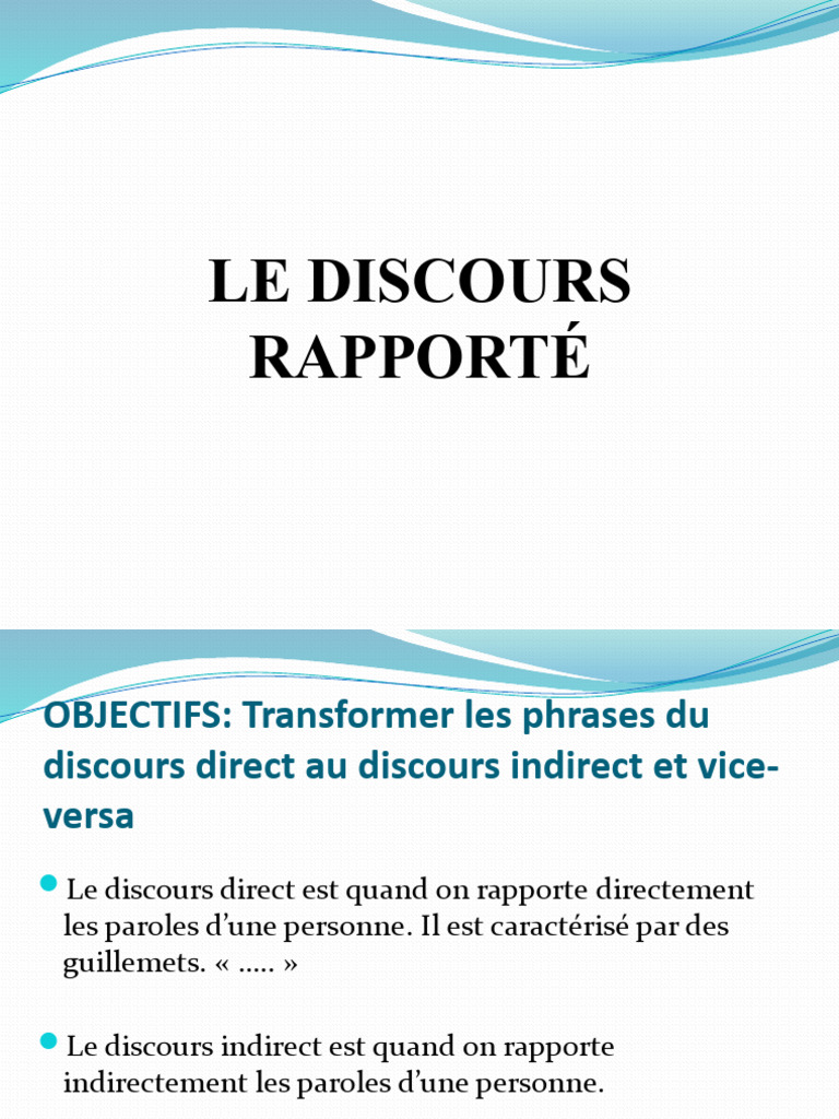 Le Discours Rapporte - Declarative Et Imperative | PDF