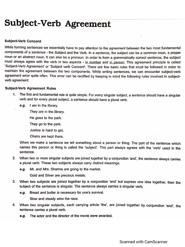 Subject Verb Agreement Rules | PDF