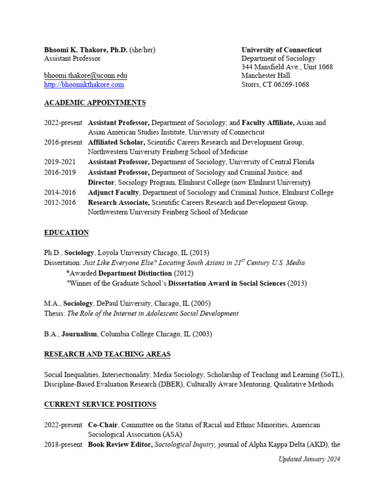 CV Thakore Jan 2024 | PDF | Sociology | Race (Human Categorization)