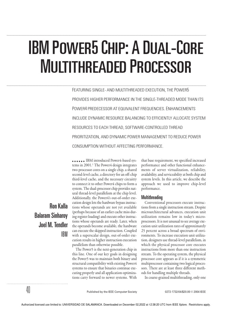 IBM Power5 Chip A Dual-Core Multithreaded Processor | PDF | Cpu Cache ... IBM Power5 Chip A Dual-Core Multithreaded Processor | PDF | Cpu Cache ...