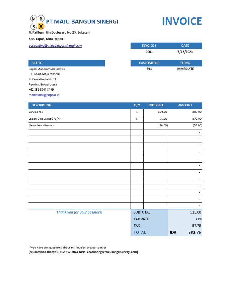 Simple Service Invoice | PDF | Payments | Economies