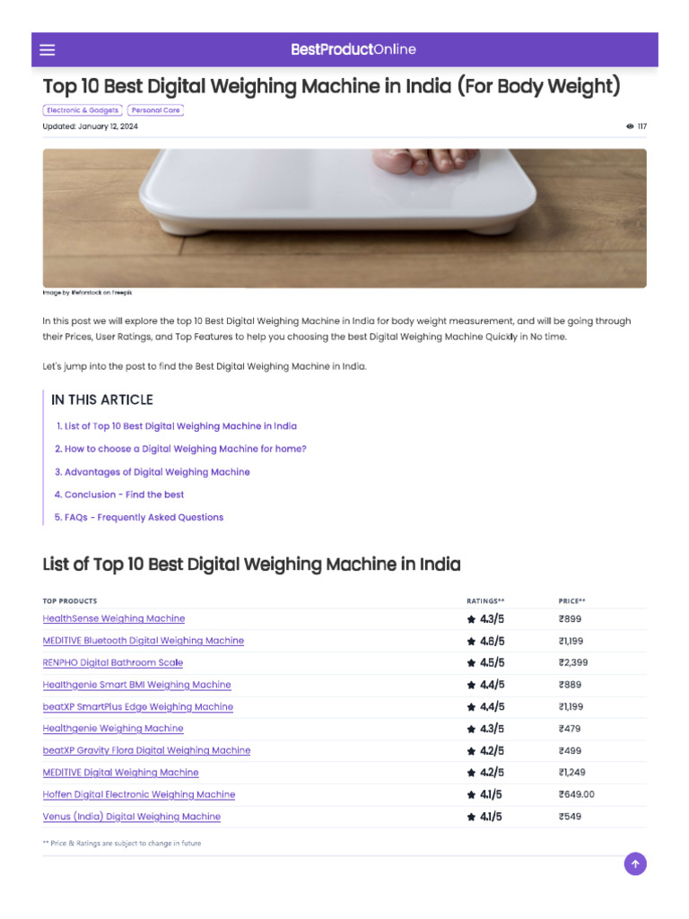 Top 10 Best Digital Weighing Machine in India | PDF