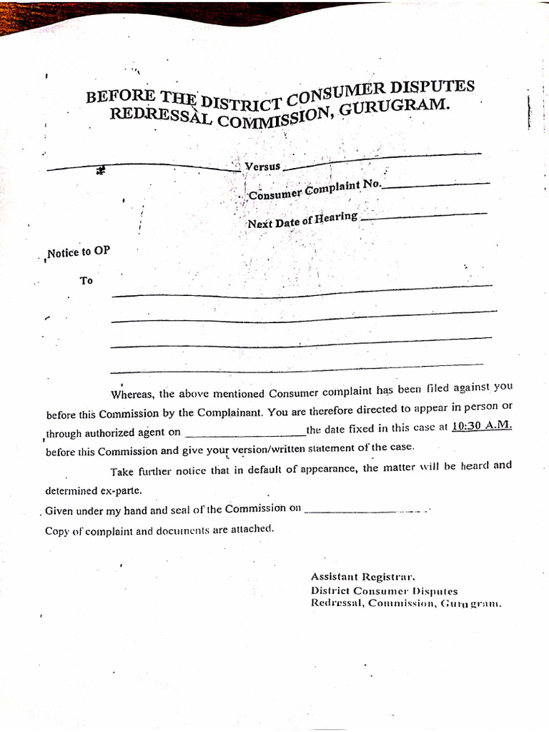 Consumer Summons, Notice | PDF