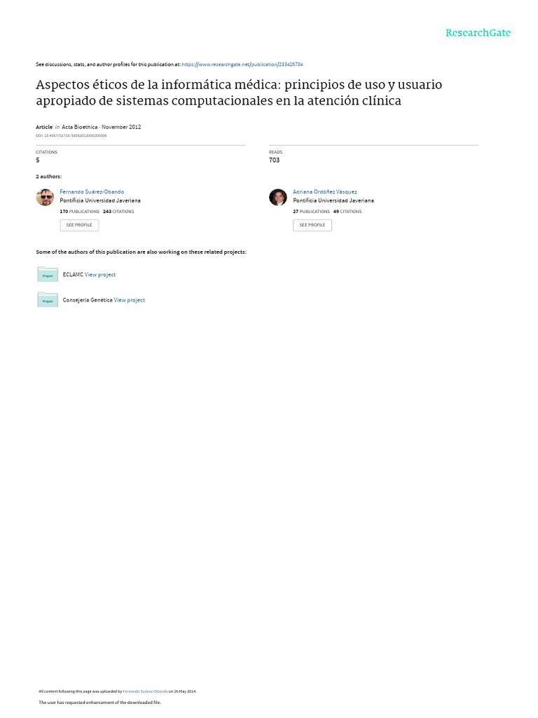 Aspectos Eticos de La Informatica Medica | PDF | Informática | Medicina