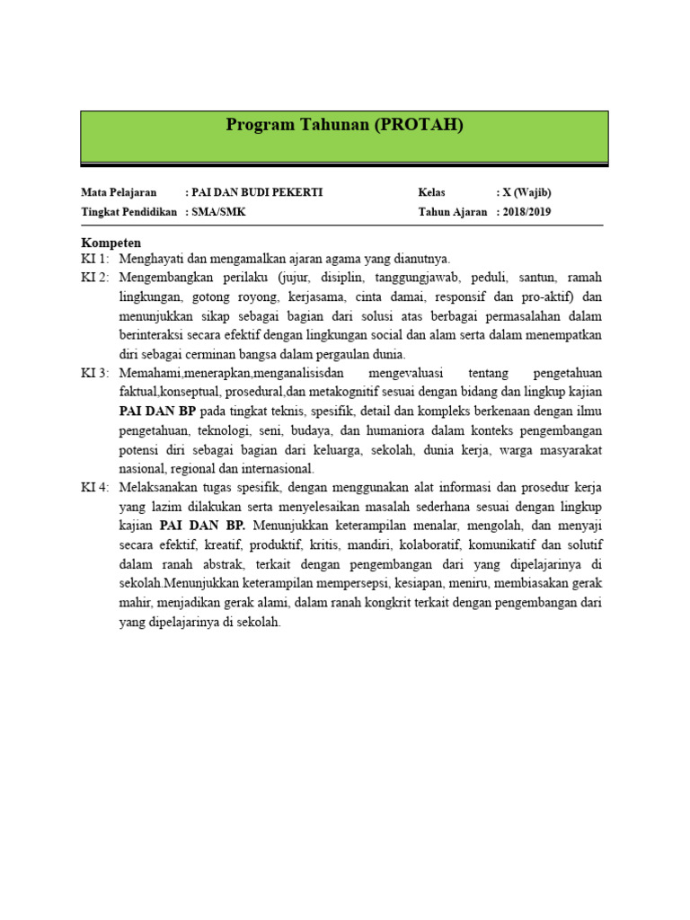 Program Tahunan KLS X | PDF