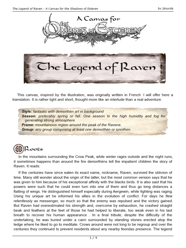 The Legend of Raven: Esteren Adventure | PDF | Injury