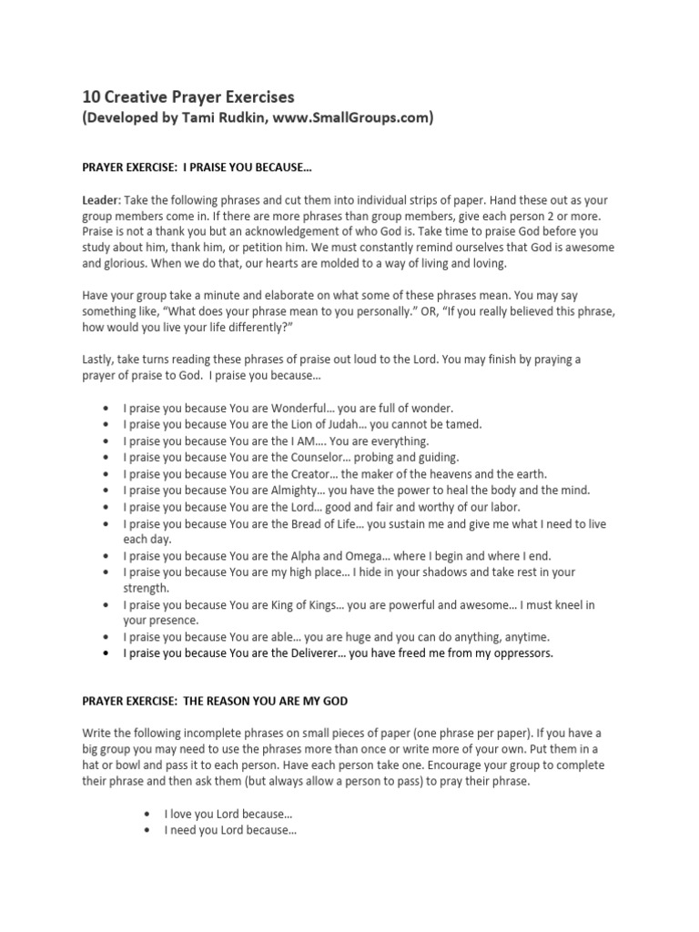10 Creative Prayer Exercises | Download Free PDF | Prayer | Love