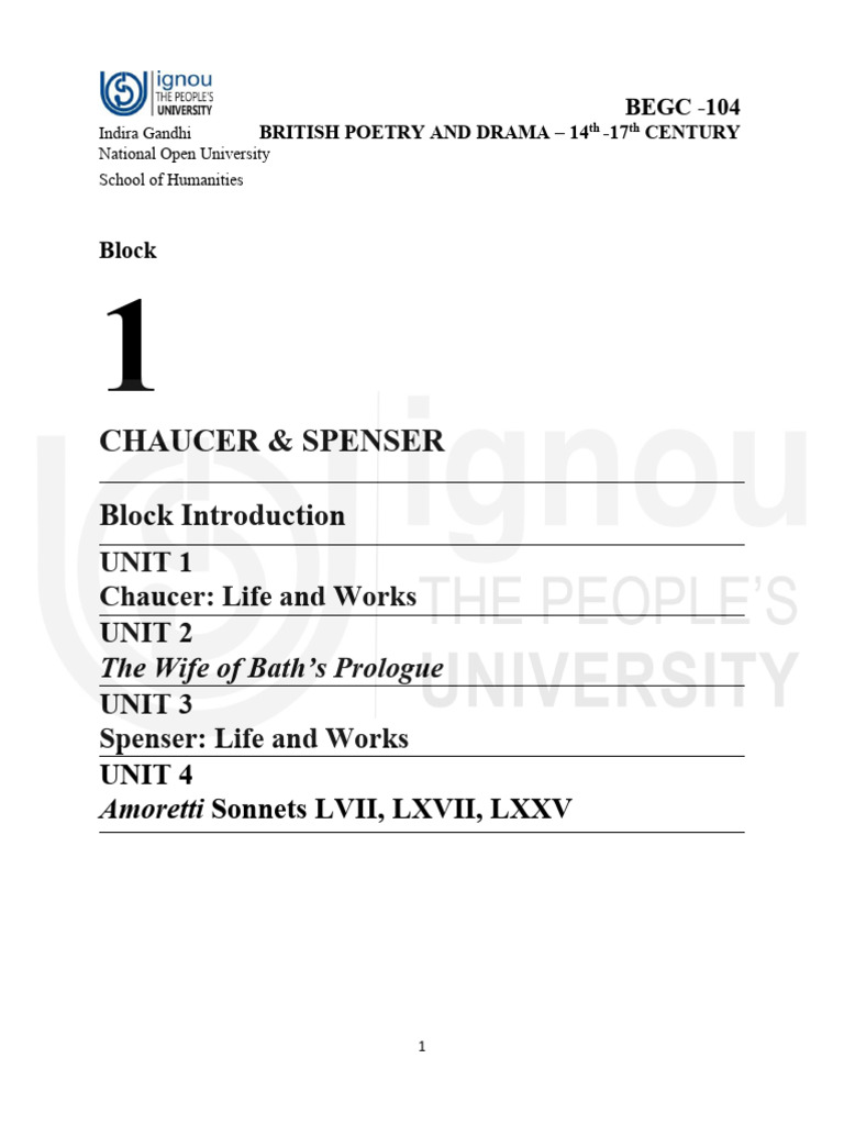Block 1 | PDF | The Canterbury Tales | Poetry
