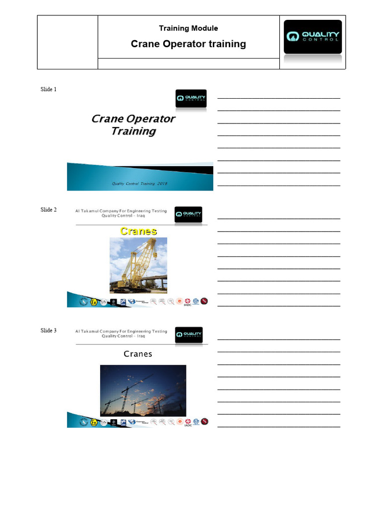 Crane Operator - Handouts | PDF