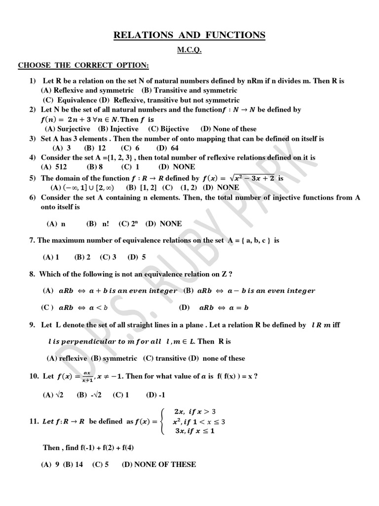 Relations and Functions | PDF | Mathematical Objects | Functions And Mappings