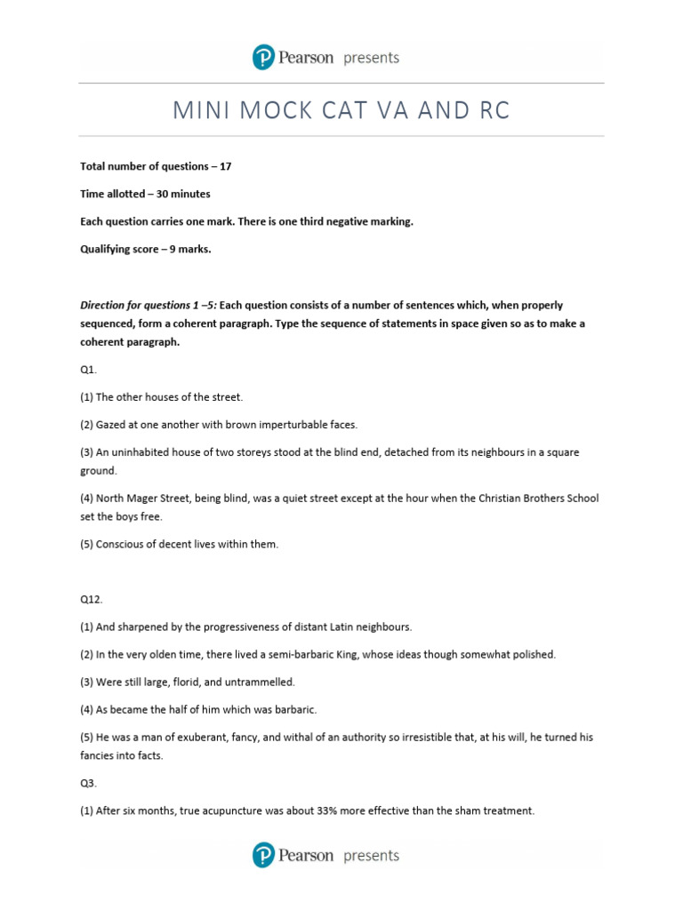 Pearson Verbal Mini Mock CAT | Download Free PDF | Greenhouse Effect ...