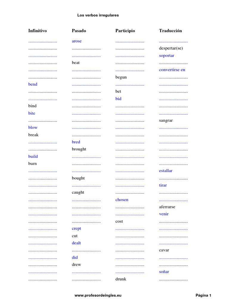 Irregular Verbs Exercicie | PDF | Semantic Units