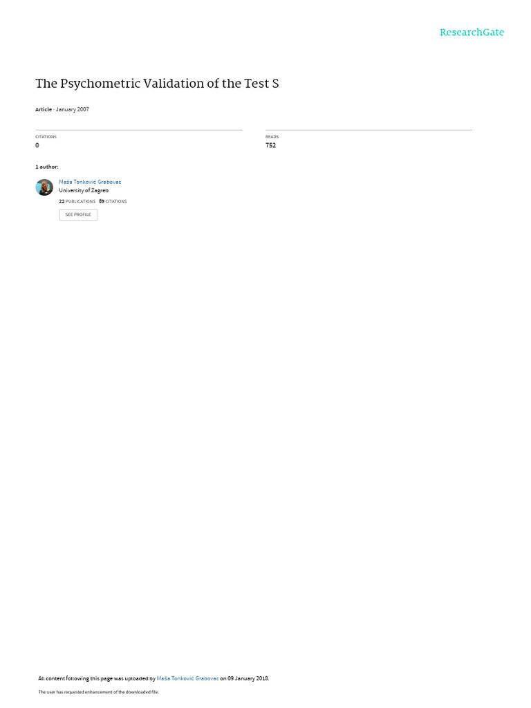 The Psychometric Validation of The Test S | PDF