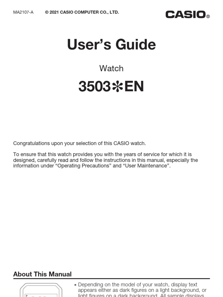 Casio Watch 3503 User Manual | PDF | Water | Rust