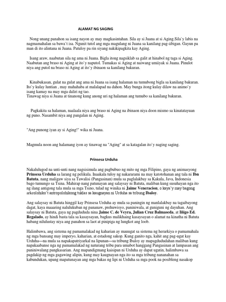 Alamat NG Saging | PDF