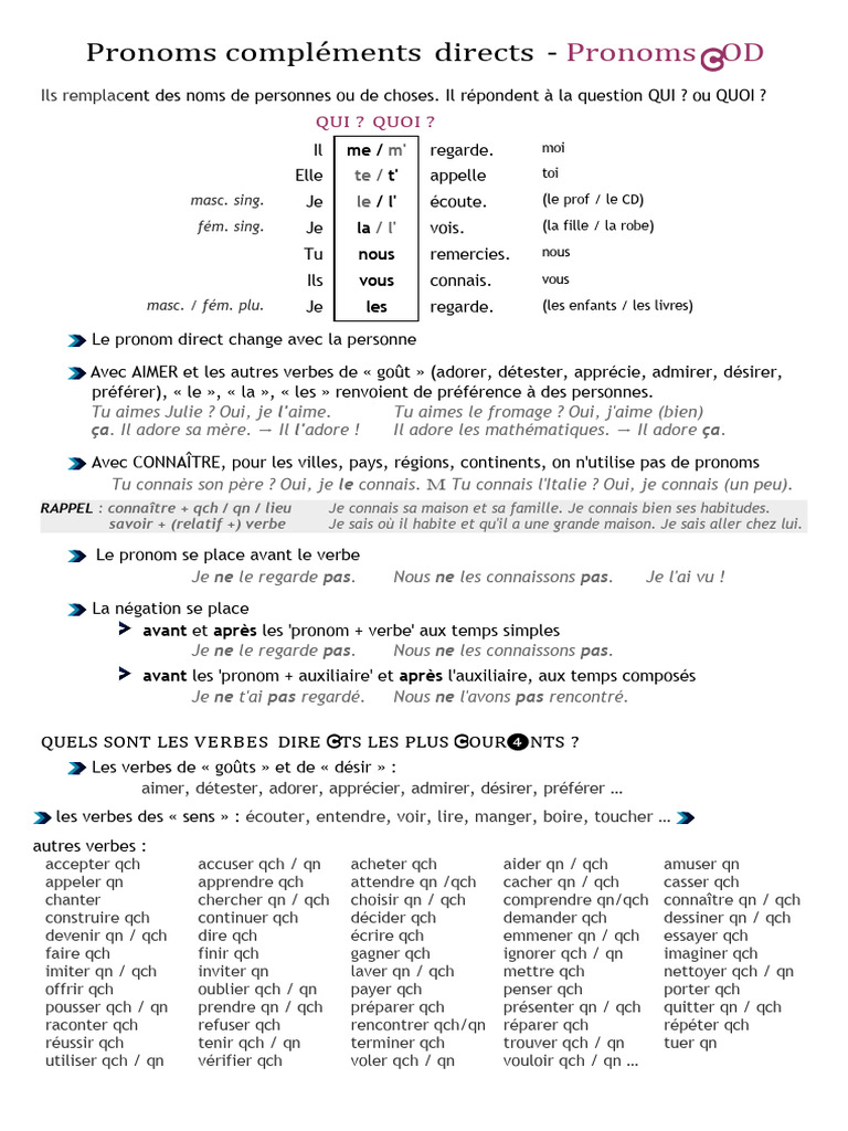 Cod et Coi avec Verbes Pronominaux | PDF | Verbe | Pronom