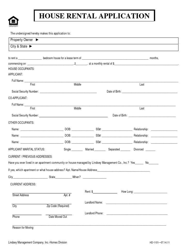 House Rental Application Form | PDF | Credit History | Lease