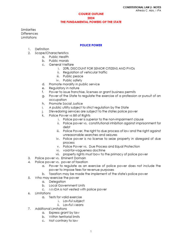 Consti 2 - Course Outline | PDF
