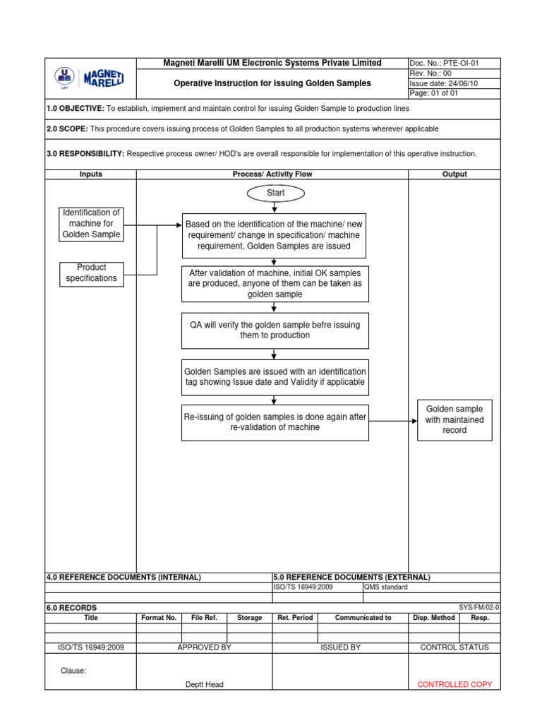 PTE - OI - 01 - Instruction For Golden Samples | PDF | Computing ...