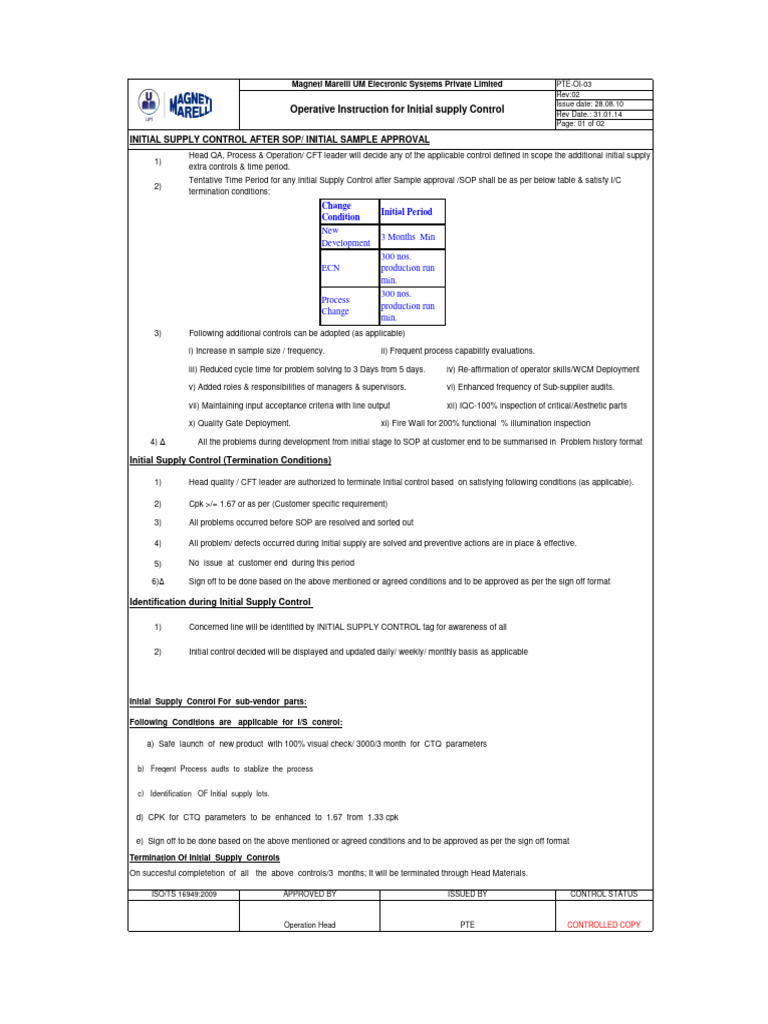 PTE - OI - 03 - Initial Supply Control | PDF | Computing | Computer Science