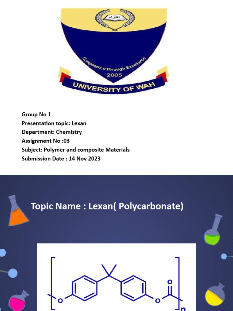 Presentation On Lexan (Co-Polymer) | PDF | Polymerization | Thermoplastic