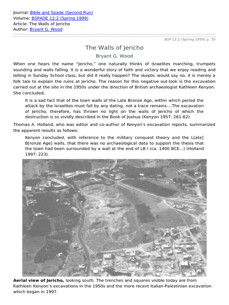 The Walls of Jericho - by Bryant G. Wood | Download Free PDF | Joshua
