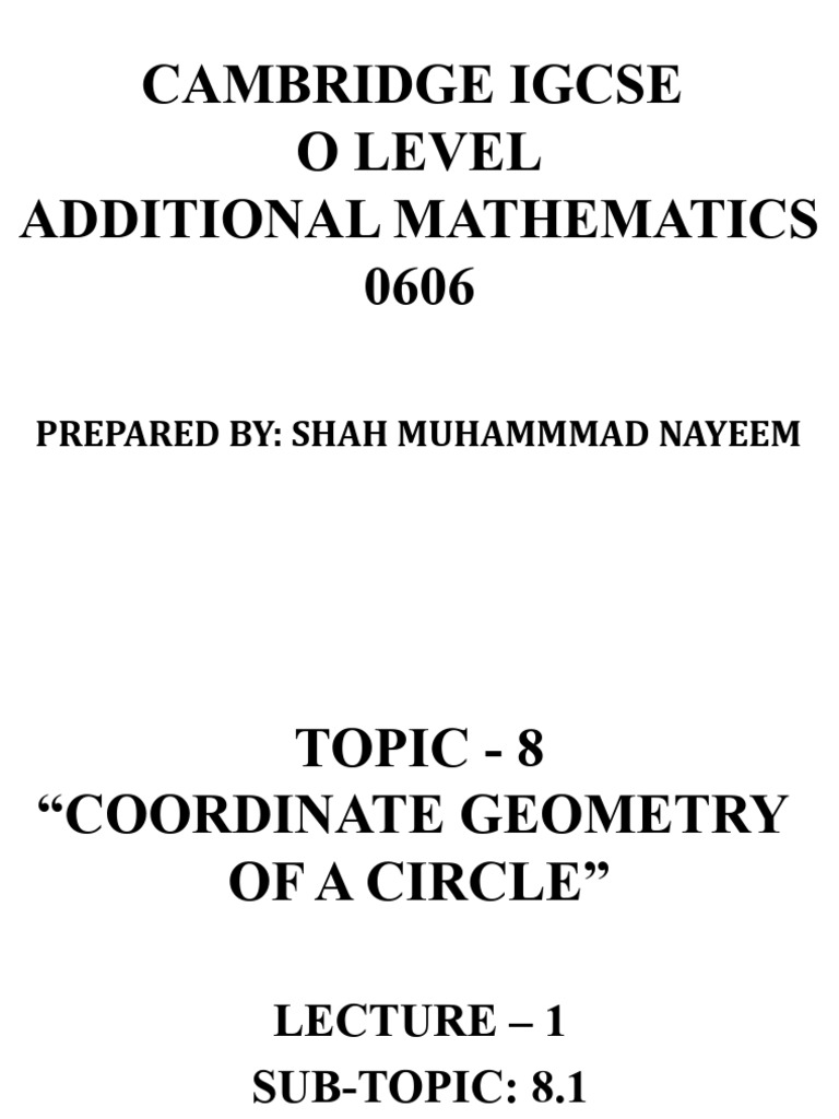Cie Igcse o Level Additional Maths Topic 8 | PDF | Cartesian Coordinate ...