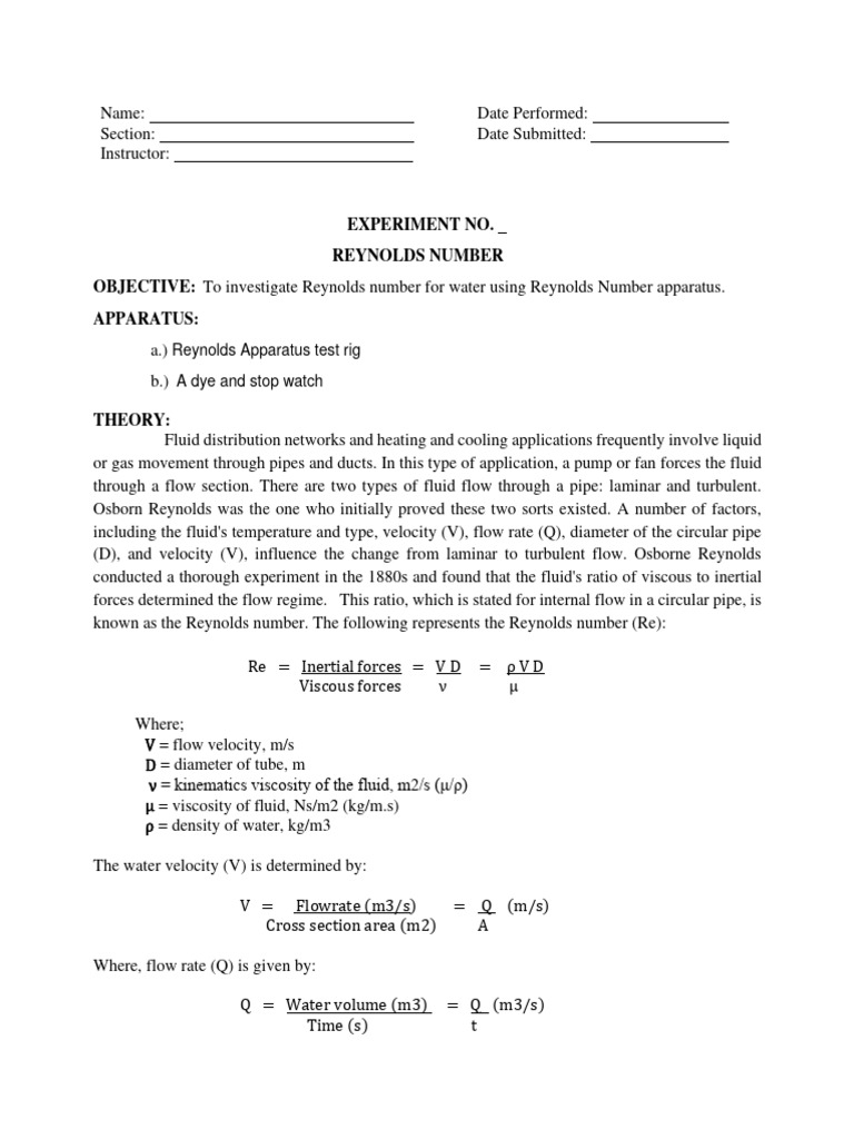 Lab 3 Final | PDF | Reynolds Number | Fluid Dynamics
