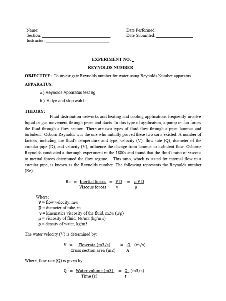Lab 3 Final | PDF | Reynolds Number | Fluid Dynamics