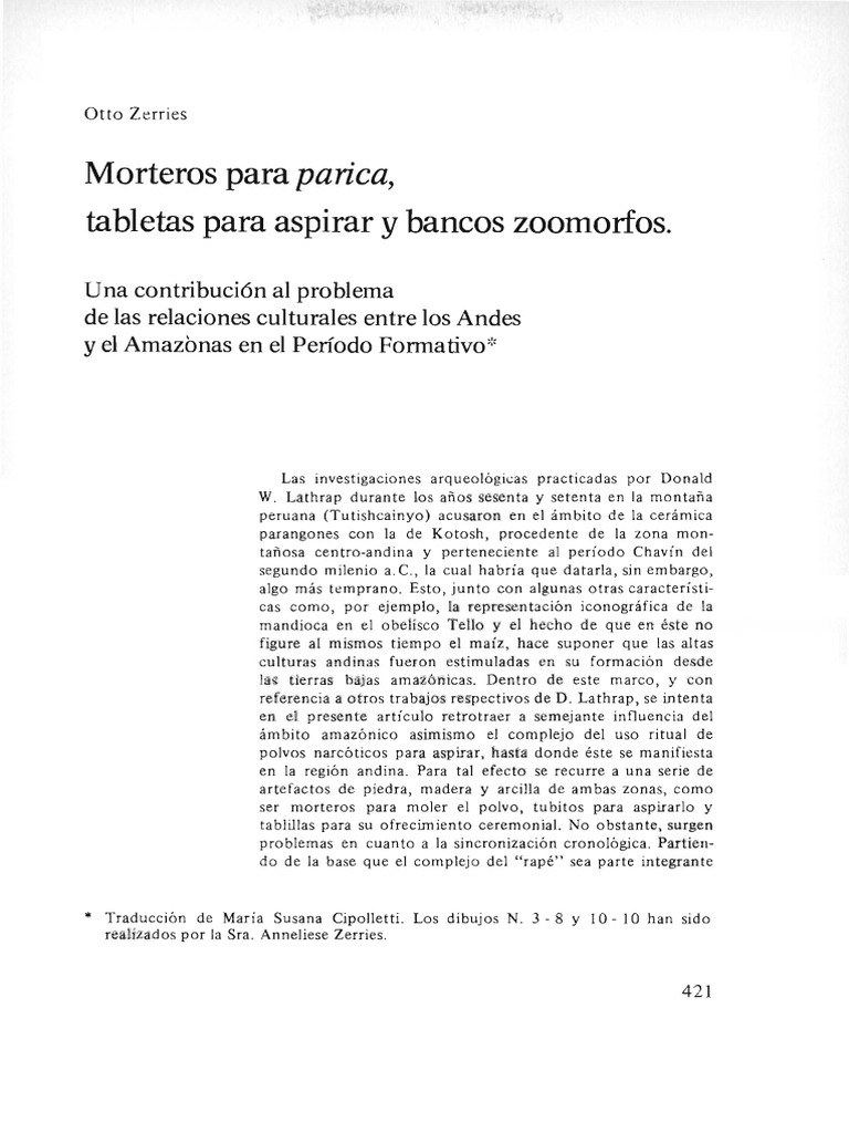 Morteros para Parica, Tabletas para Aspirar y Bancos Zoomorfos | PDF ...