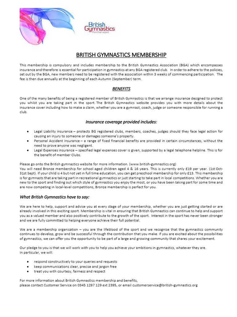 BG Membership Info PDF | PDF | Insurance | Sports