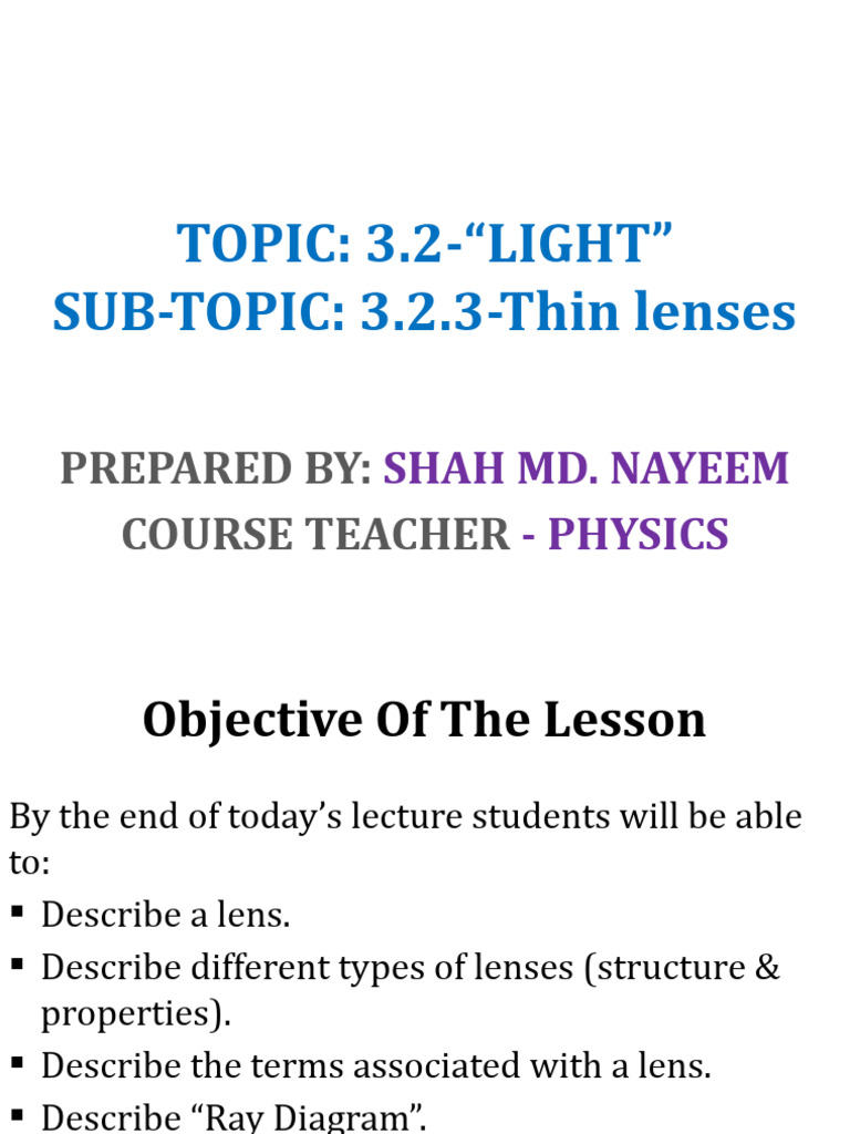 Lens Presentation | PDF | Lenses | Electrodynamics