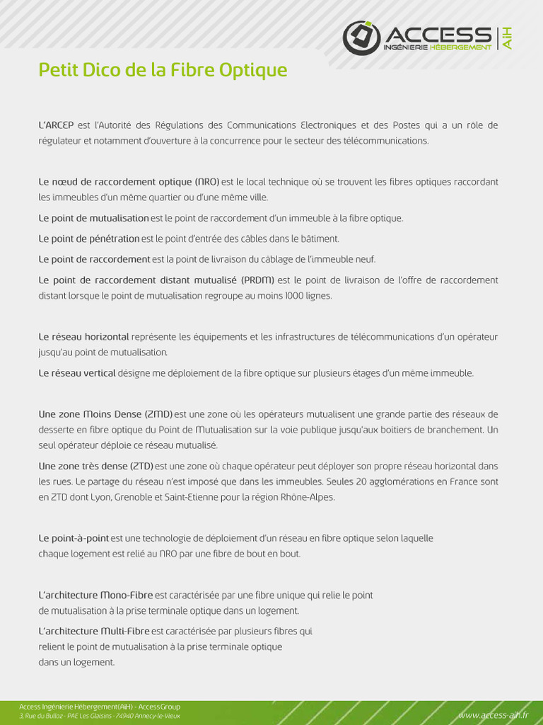 Dictionnaire Des Termes Techniques de La Fibre Optique | PDF