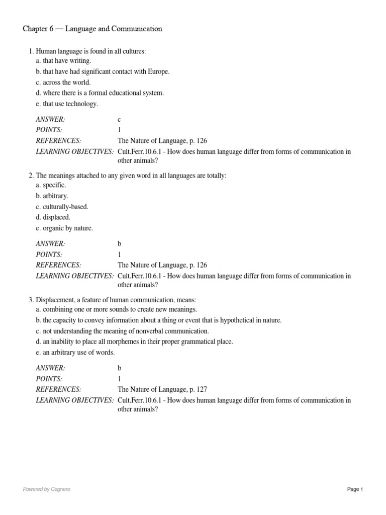 Chapter 6 14 Language and Communication | PDF | Communication | Linguistics