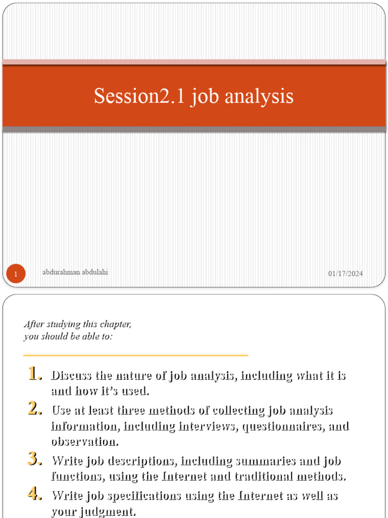 Session2.1 Job Analysis | PDF | Competence (Human Resources) | Information