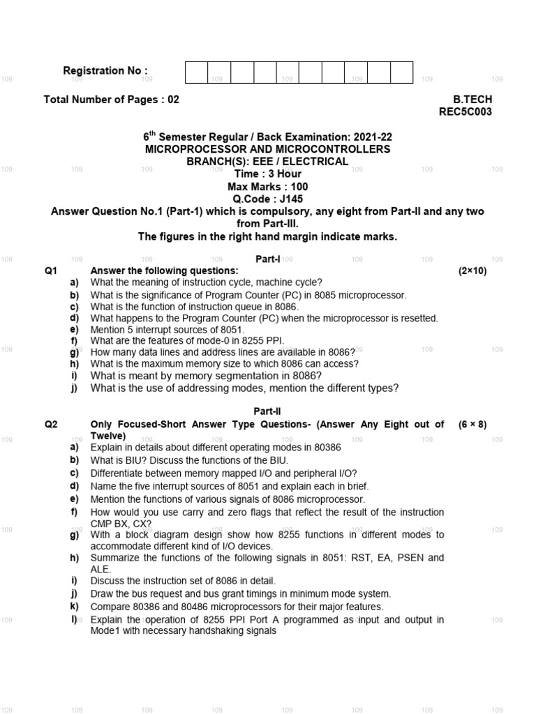 Microprocessor Exam Paper 2021-22 | PDF | Integrated Circuit | Classes Of Computers
