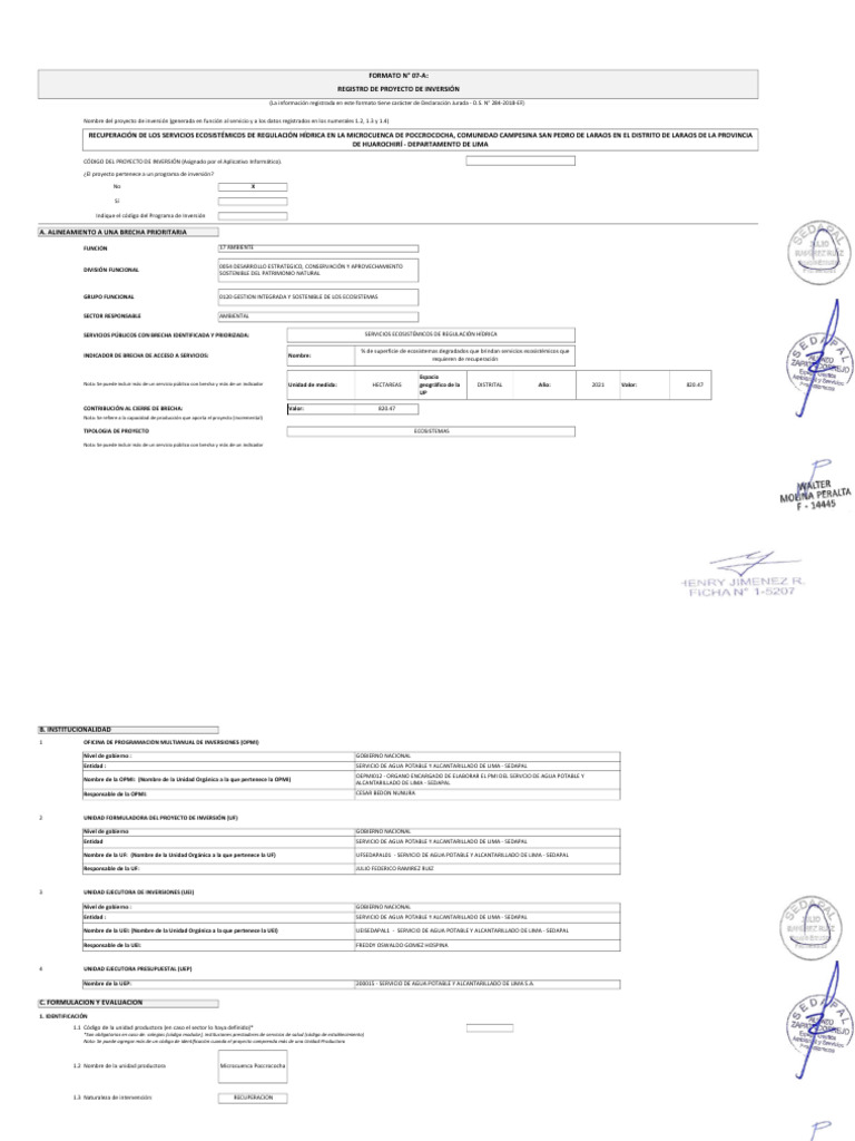 Anexo 16. Formato 07A Del PIP Poccrococha 1 | PDF | Oferta (economía) | Asociación público-privada