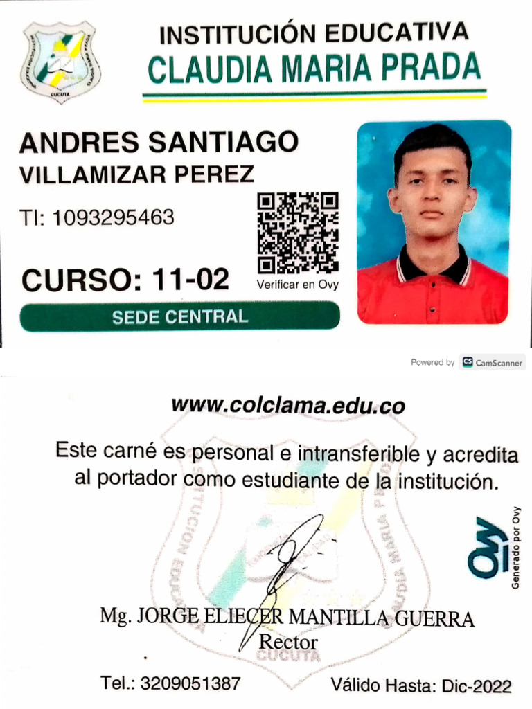 Carnet Estudiantil Andres | PDF