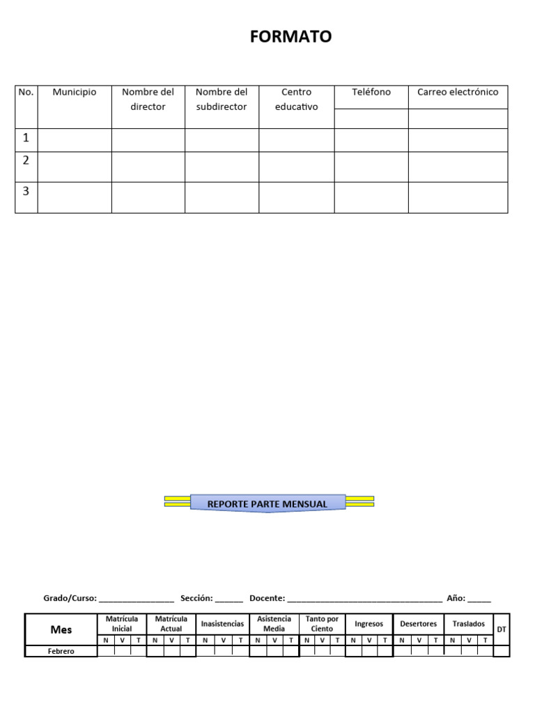 Formato Parte Mensual Cepb 2023 | PDF