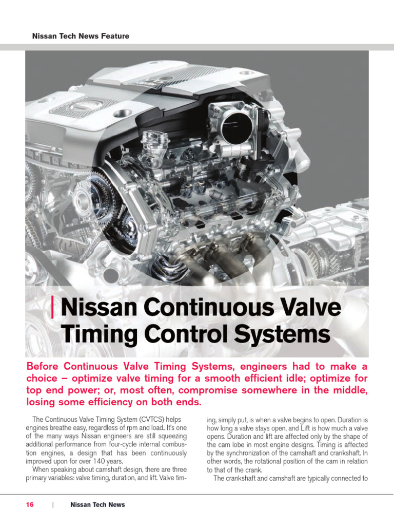 Nissan CVTCS Continuous Valve Timing Control Systems | PDF | Internal ...
