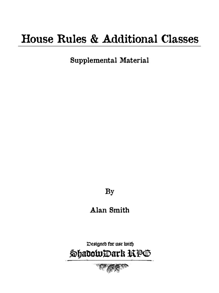 Shadowdark RPG House Rules Supplement Nov 2023 | PDF