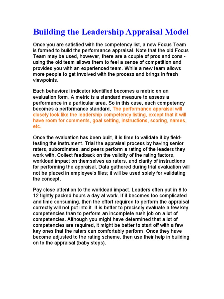 Leadership Appraisal Process Guide | PDF | Performance Appraisal ...