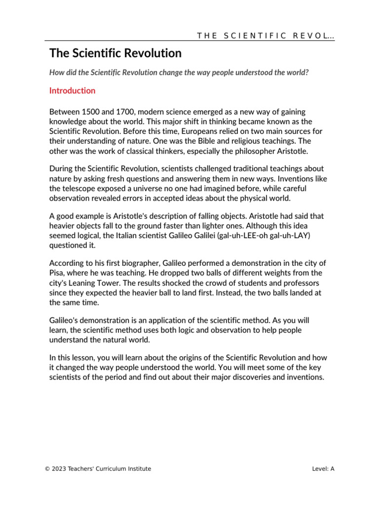 The Scientific Revolution (1) | PDF | Heliocentrism | Galileo Galilei