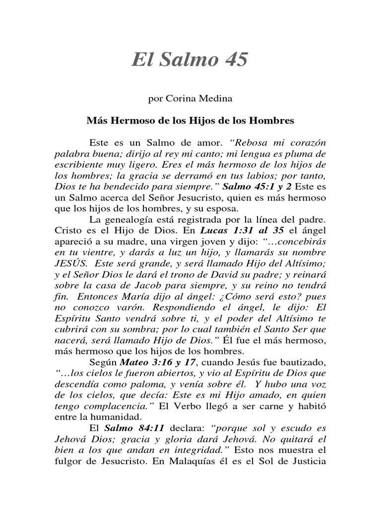 El Salmo 45 - Corina Medina | PDF | Cristo (título) | Jesús