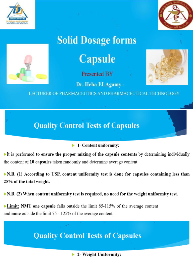 Quality Control Tests Capsules PDF | PDF