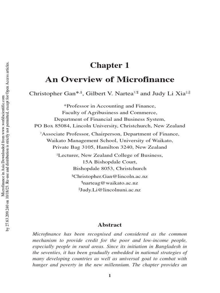 Overview of Microfinance | PDF | Microfinance | Microcredit